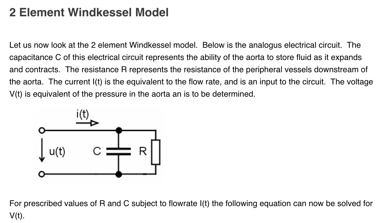 2 Element Windkessel Model Let us now look at the 2 | Chegg.com