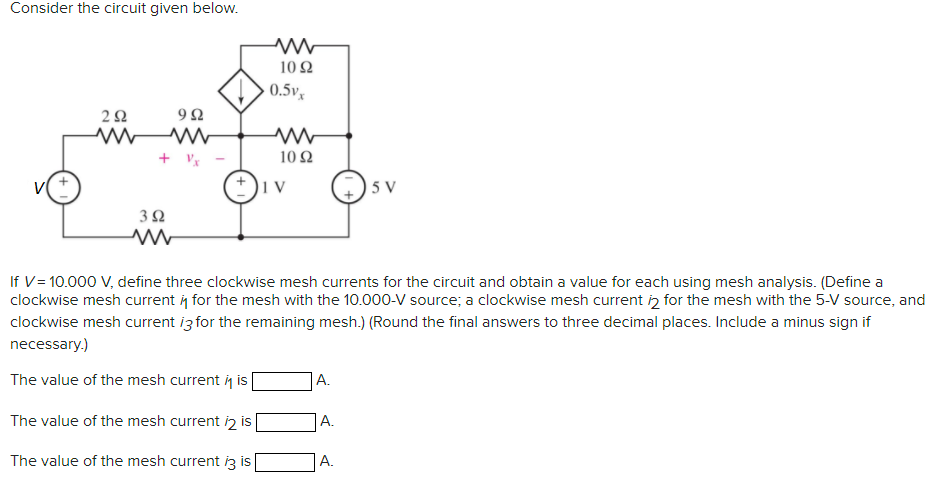 Solved Consider the circuit given below.If V=10.000V, | Chegg.com
