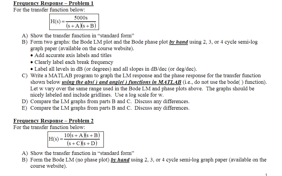 Solved A=724 B=2426 C=4265 D=650, show transfer functions in | Chegg.com
