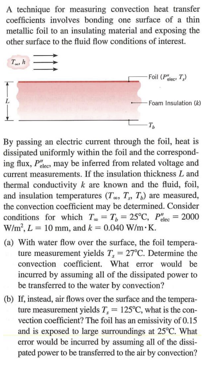 Solved A Technique For Measuring Convection Heat Transfer