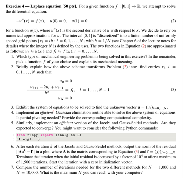 Solved Exercise 4- Laplace equation [50 pts]. For a given | Chegg.com
