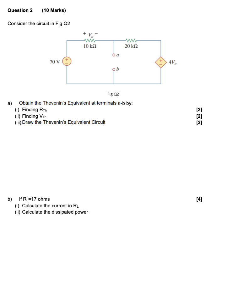 Solved Consider the circuit in Fig Q2 Fig Q2 a) Obtain the | Chegg.com