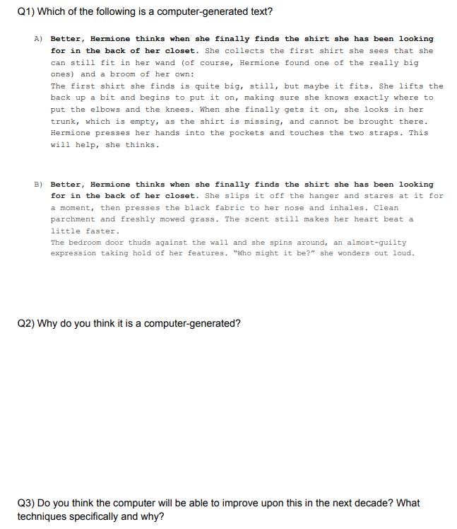 Solved Q1) Which of the following is a computer-generated | Chegg.com