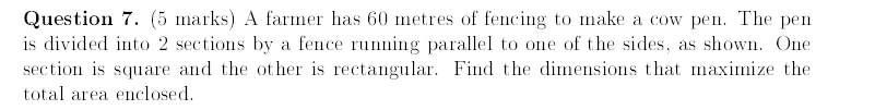 Solved Question 7. (5 marks) A farmer has 60 metres of | Chegg.com