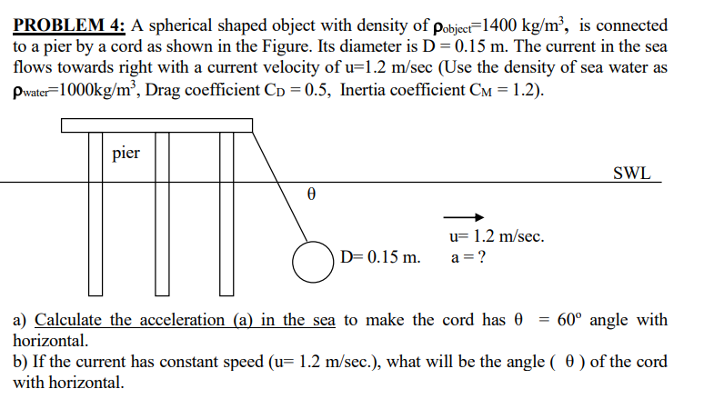 Solved PROBLEM 4: A spherical shaped object with density of | Chegg.com