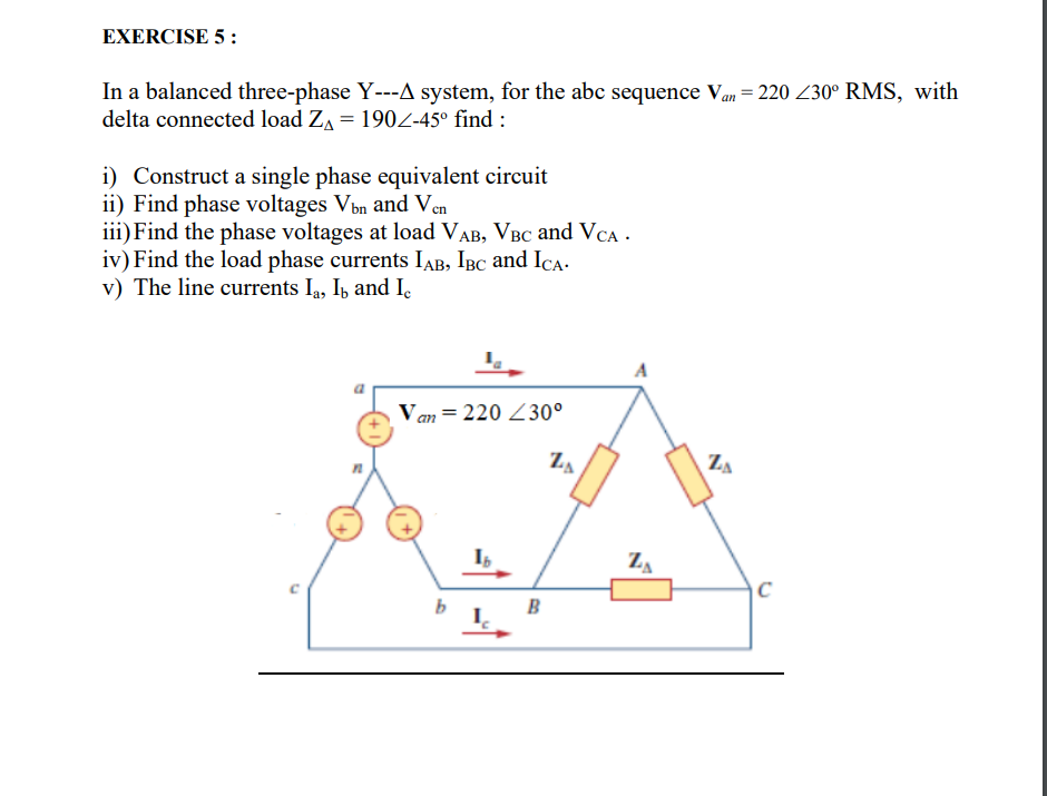 Solved In a balanced three-phase Y--- Δ system, for the abc | Chegg.com