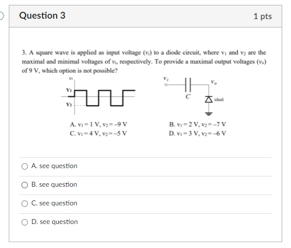Solved Question 3 1 pts 3. A square wave is applied as input | Chegg.com