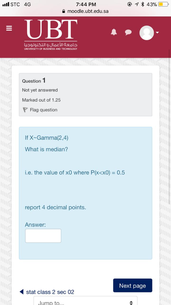 Solved l STC 4G 7:44 PM moodle.ubt.edu.sa UBT UNIVERSITY OF | Chegg.com