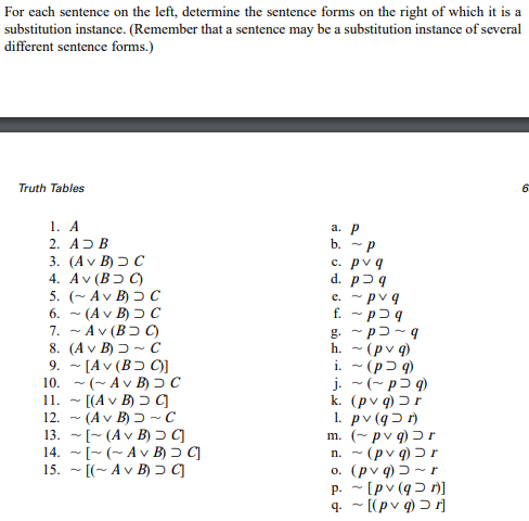 Solved For each sentence on the left, determine the sentence | Chegg.com