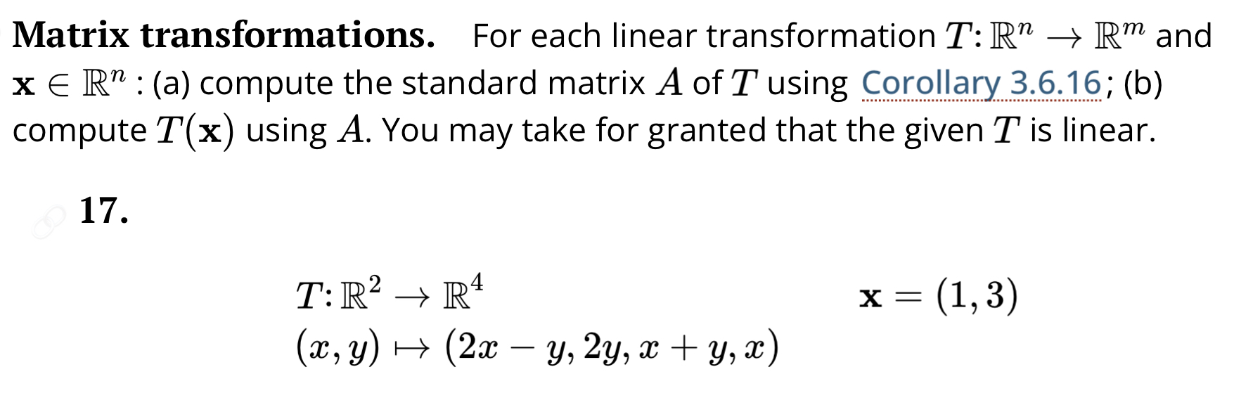 Solved Matrix transformations. For each linear | Chegg.com