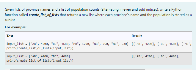Solved Given lists of province names and a list of | Chegg.com