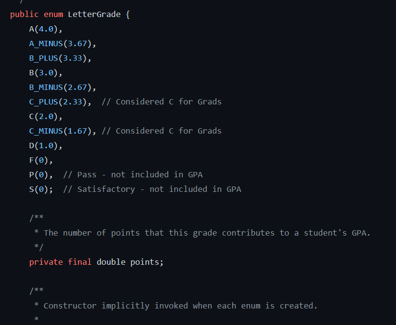 Solved public class Grade \{ Lettergrade letter; int | Chegg.com