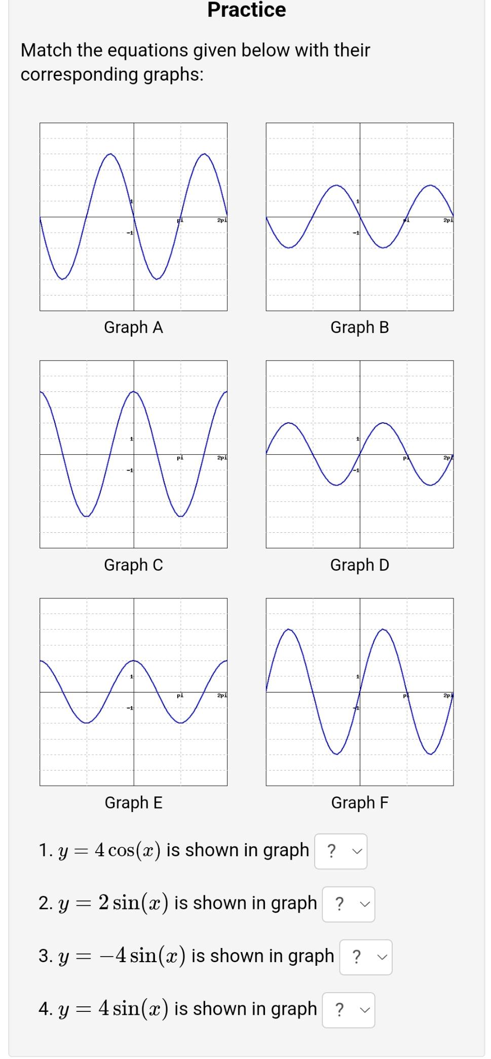 Solved Practice Match the equations given below with their | Chegg.com
