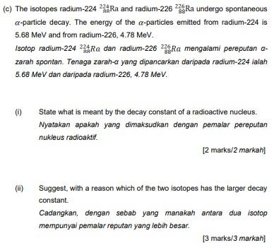 Solved RA (c) The isotopes radium-224 22Ra and radium-226 | Chegg.com