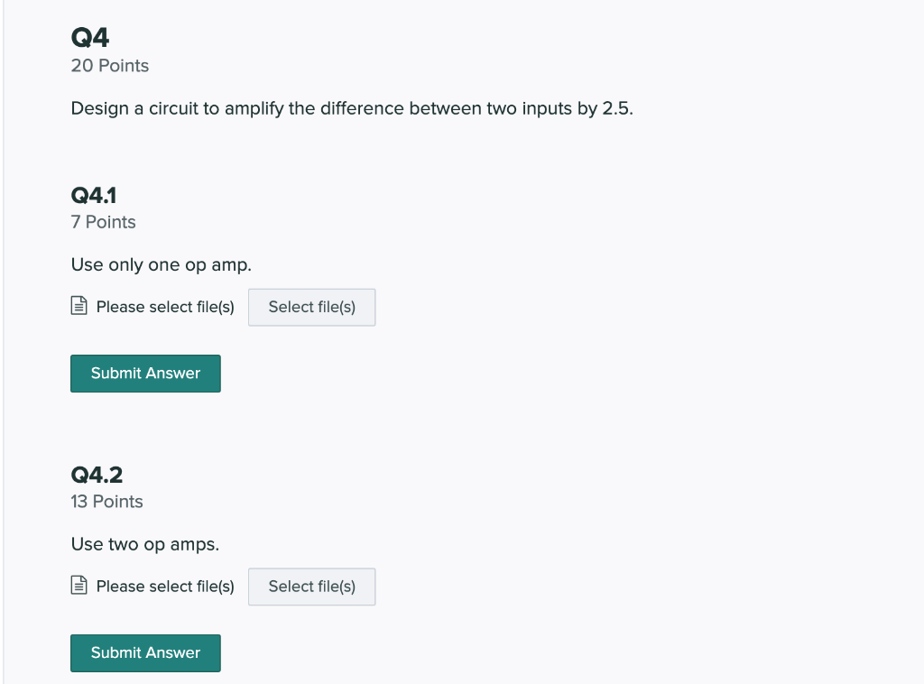 Solved Q4 20 Points Design a circuit to amplify the | Chegg.com