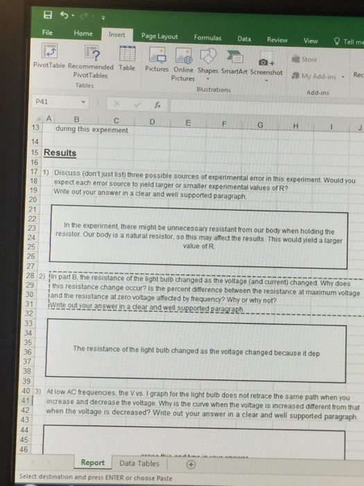 Home Insert Page Layout Formulas Data Review View | Chegg.com