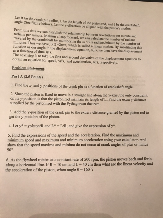 Solved Displacement | Piston Piston Rod Journal Rotation of | Chegg.com