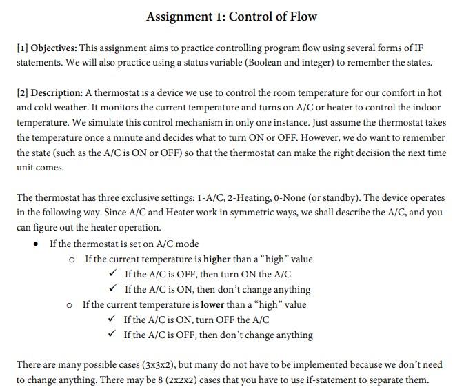 Solved Assignment 1: Control of Flow [1] Objectives: This | Chegg.com