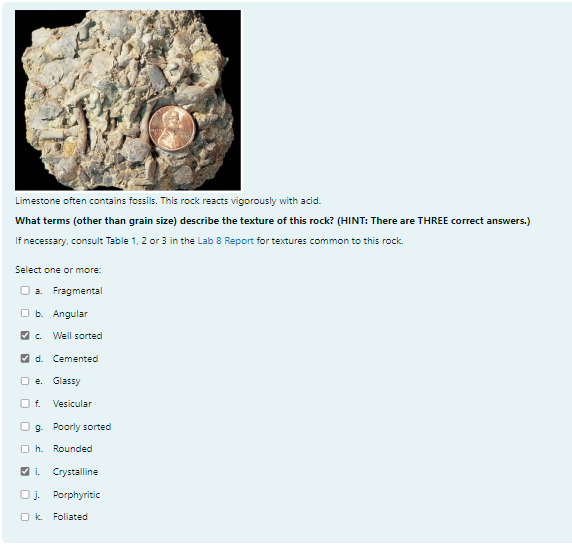 Solved Limestone often contains fossils. It always reacts | Chegg.com