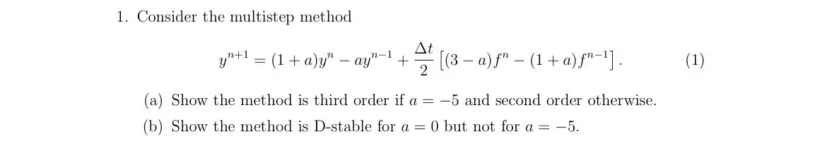 Solved 1. Consider the multistep method | Chegg.com