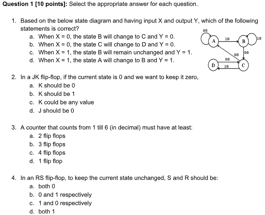 Solved Question 1 (10 points]: Select the appropriate answer | Chegg.com