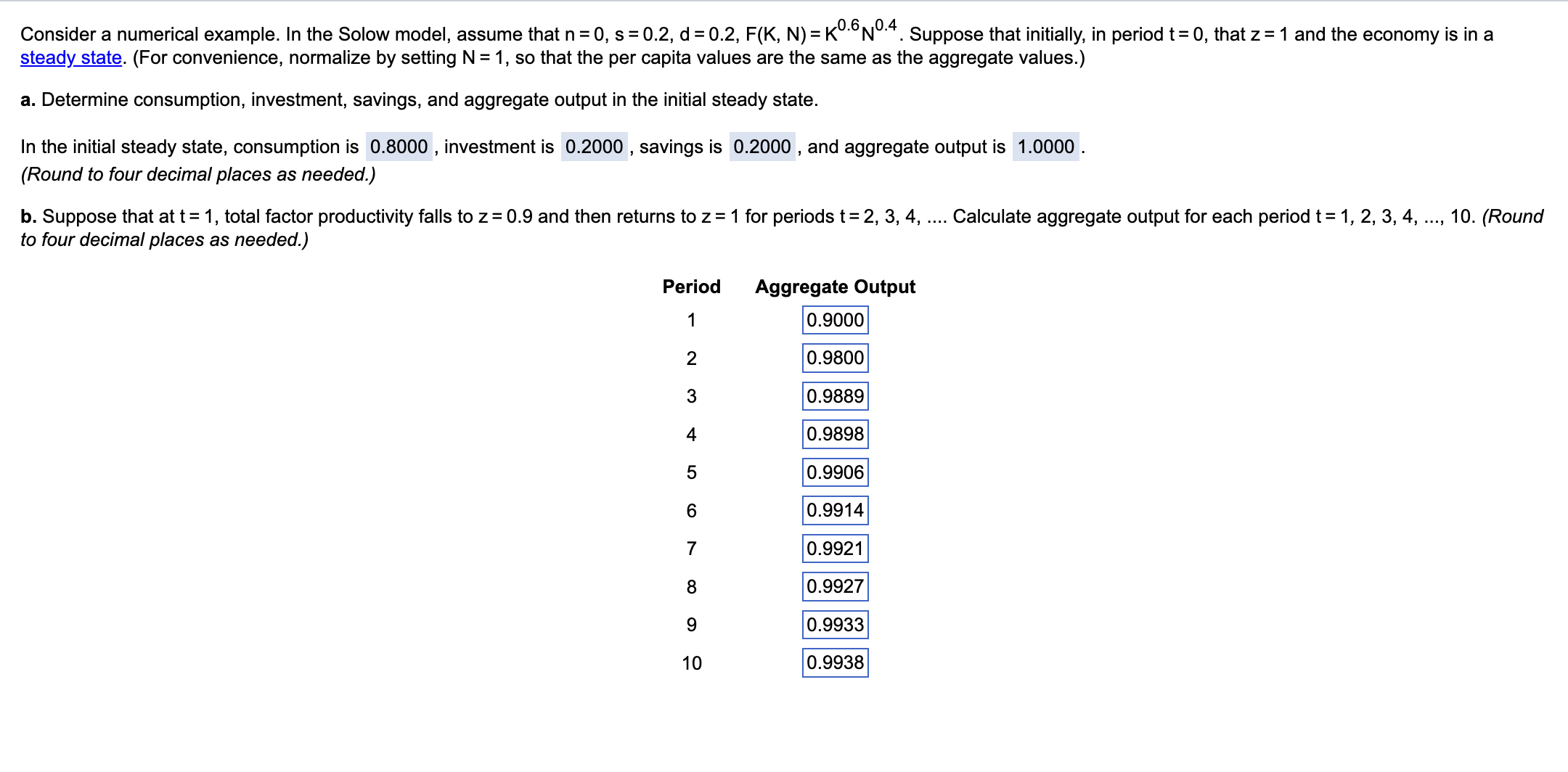 Solved Consider a numerical example. In ﻿the Solow model, | Chegg.com