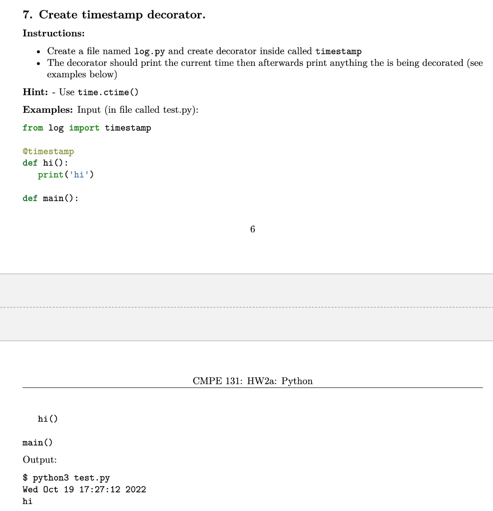 Solved 7 Create Timestamp Decorator Instructions Create 