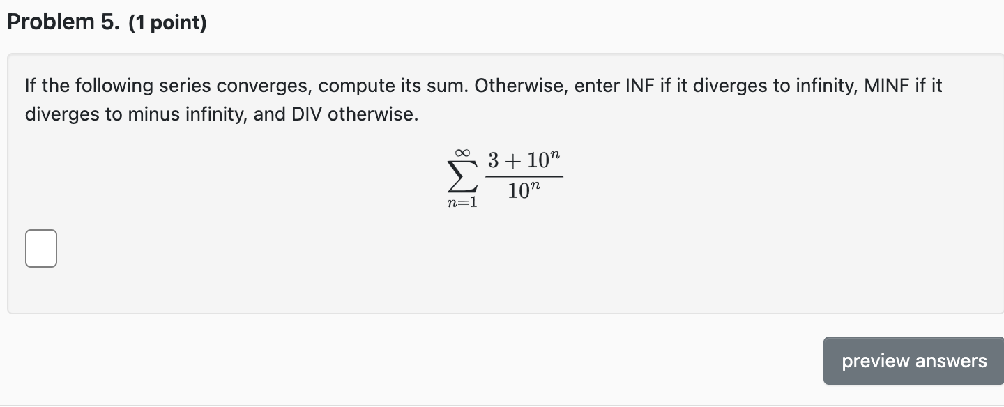 Solved If the following series converges, compute its sum. | Chegg.com