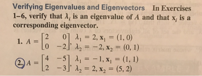Solved Verifying Eigenvalues and Eigenvectors In Exercises | Chegg.com