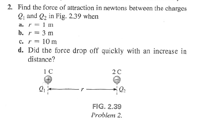 Solved a. 2. Find the force of attraction in newtons between | Chegg.com