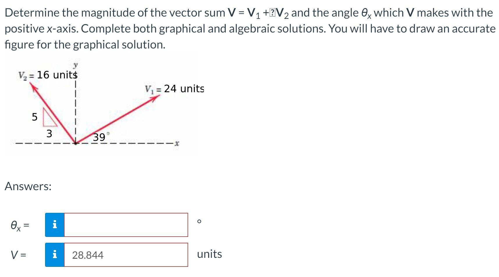 Solved Determine the magnitude of the vector sum V = V1 +? | Chegg.com