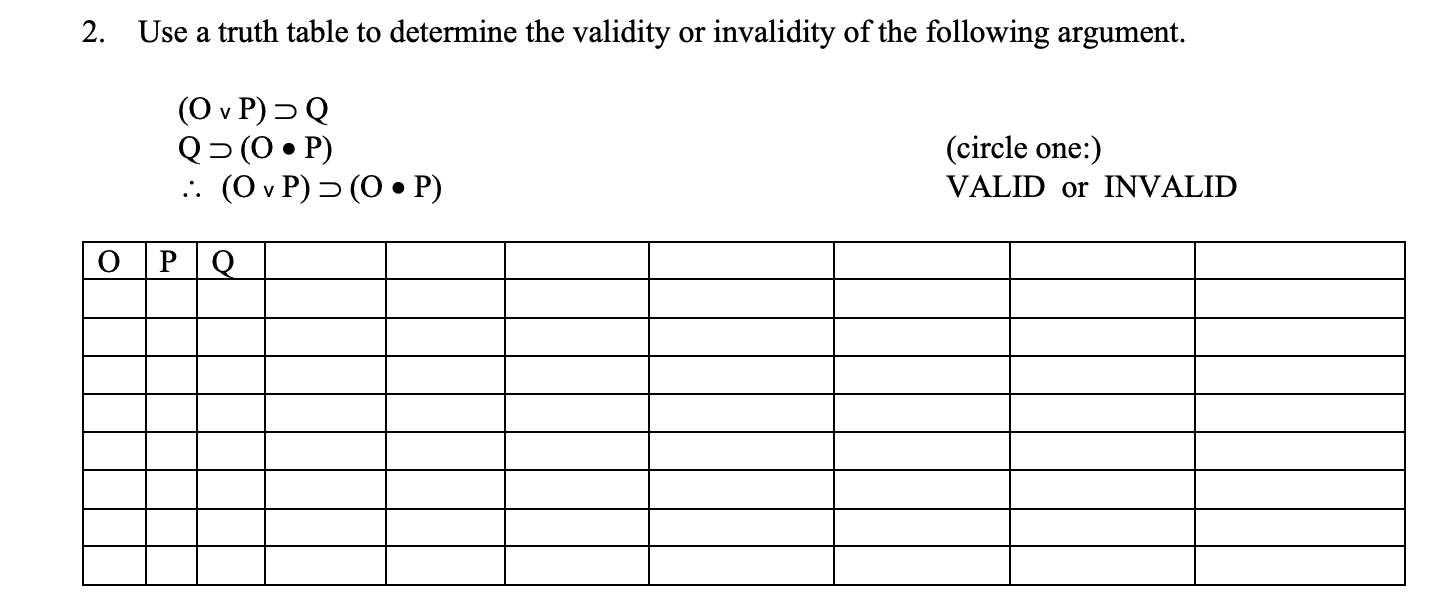 Solved Use a truth table to determine the validity or | Chegg.com