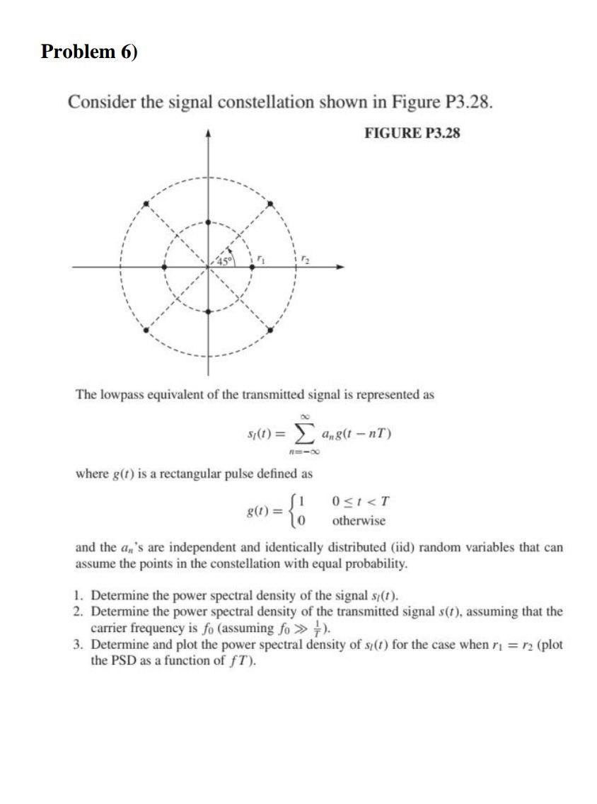 Problem 6) Consider the signal constellation shown in | Chegg.com