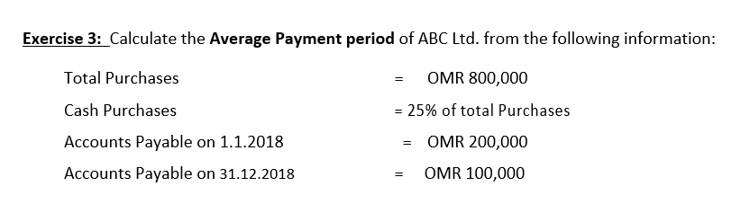 Solved Exercise 3: _Calculate the Average Payment period of | Chegg.com