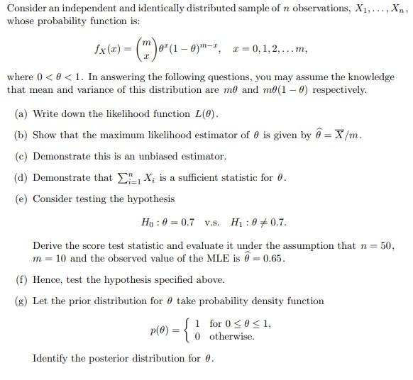 Solved Consider an independent and identically distributed | Chegg.com