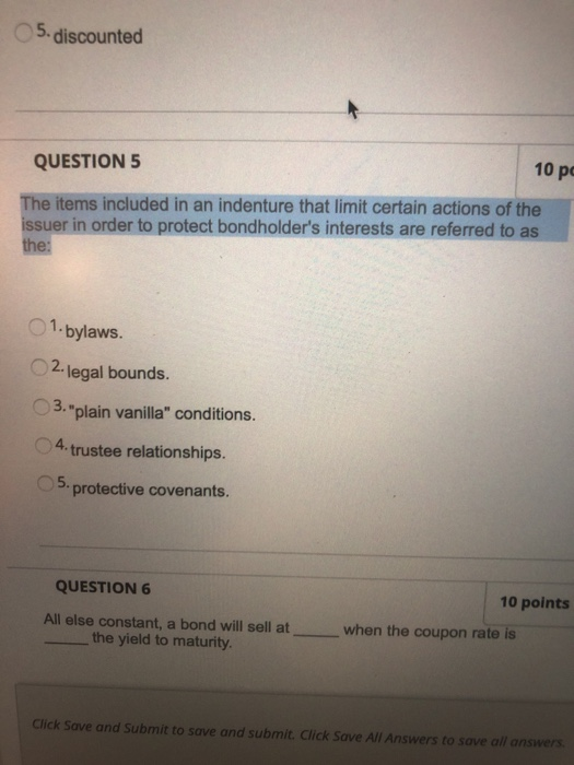 Solved O5 discounted QUESTION 5 10 po The items included in | Chegg.com