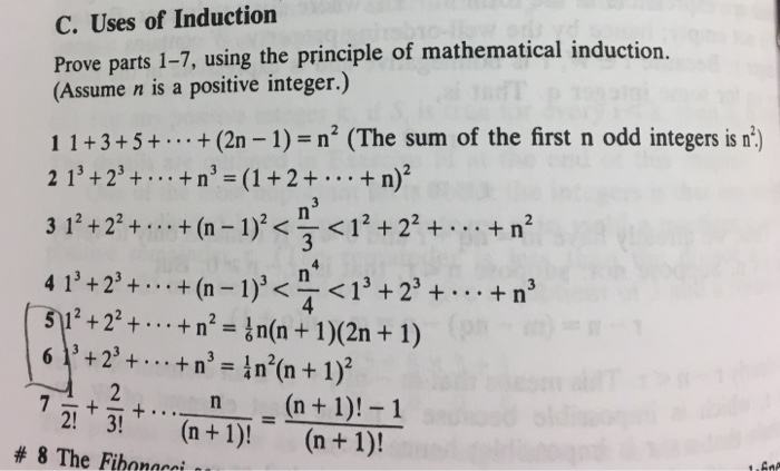 Solved C. Uses of Induction Prove parts 1-7, using the | Chegg.com