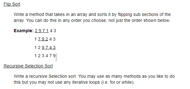 Solved Flip Sort Write a method that takes in an array and | Chegg.com