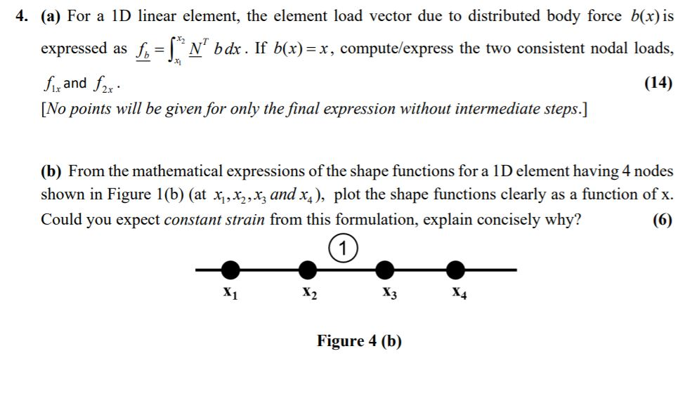 4. (a) For a 1D linear element, the element load | Chegg.com