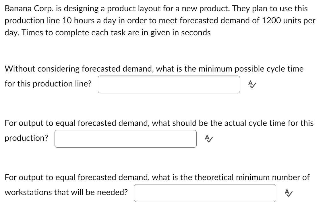 Solved Banana Corp. is designing a product layout for a new | Chegg.com