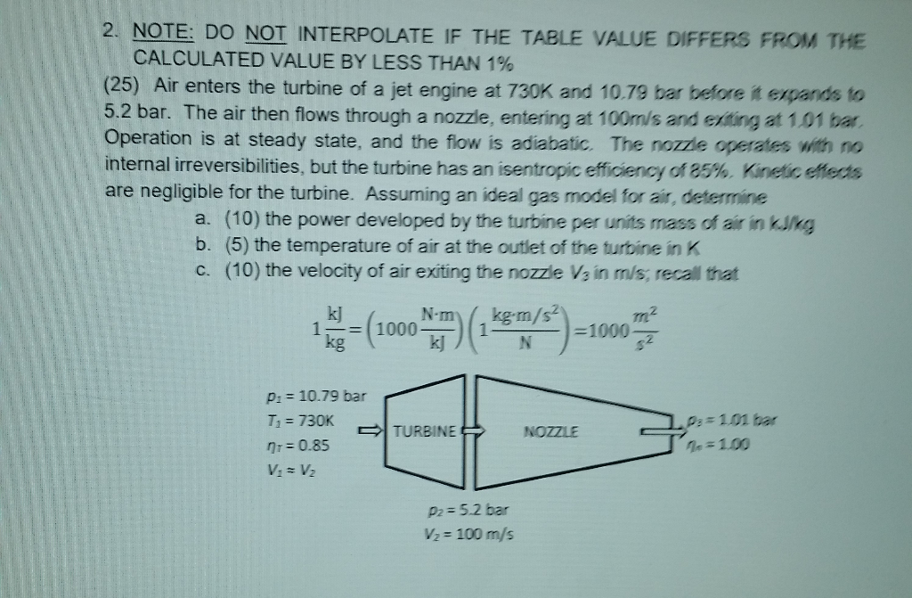 Solved 2. NOTE: DO NOT INTERPOLATE IF THE TABLE VALUE | Chegg.com