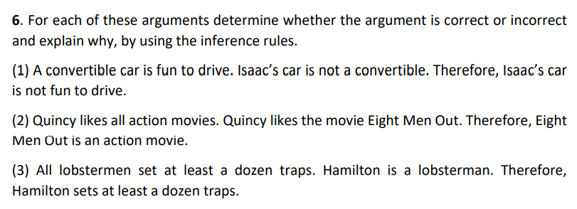 6 For Each Of These Arguments Determine Whether The