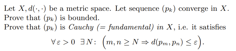 Solved Let X, d(,) be a metric space. Let sequence (pk) | Chegg.com