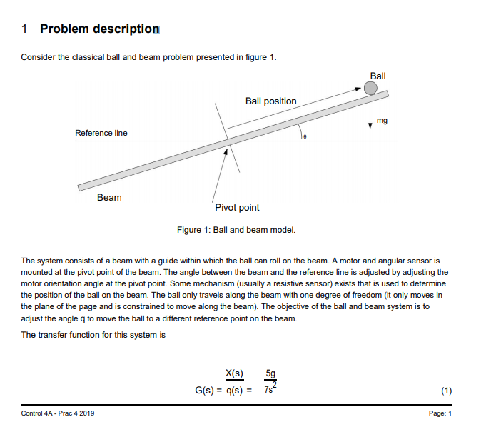 1 Problem description Consider the classical ball and | Chegg.com