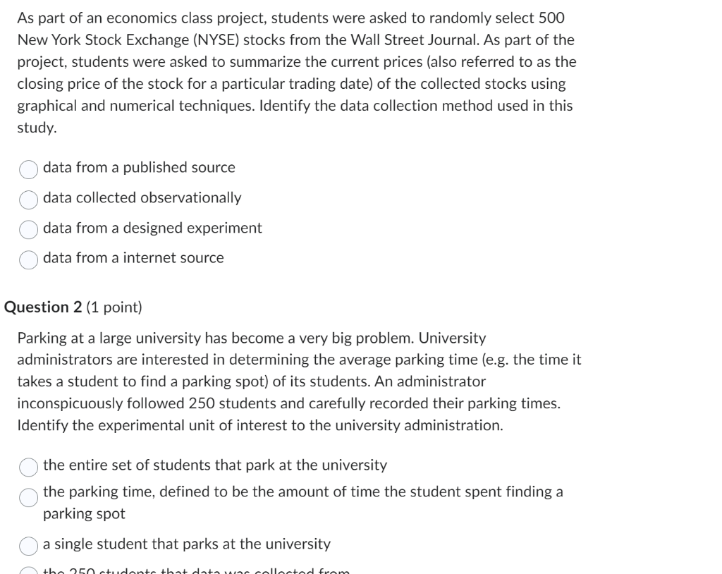 Solved As part of an economics class project, students were | Chegg.com