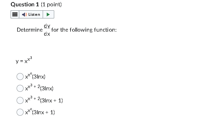 Solved Determine dxdy for the following function: | Chegg.com