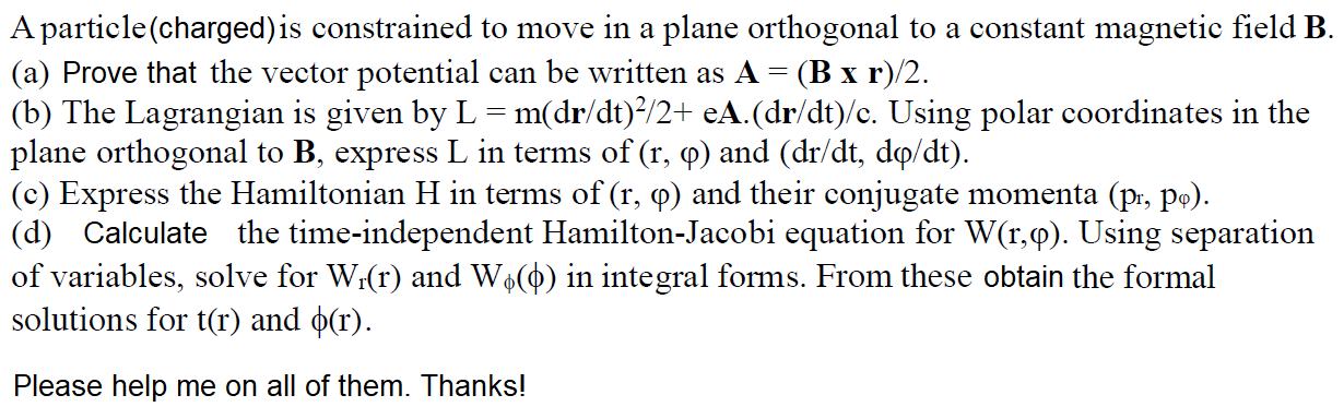 A particle(charged)is constrained to move in a plane | Chegg.com