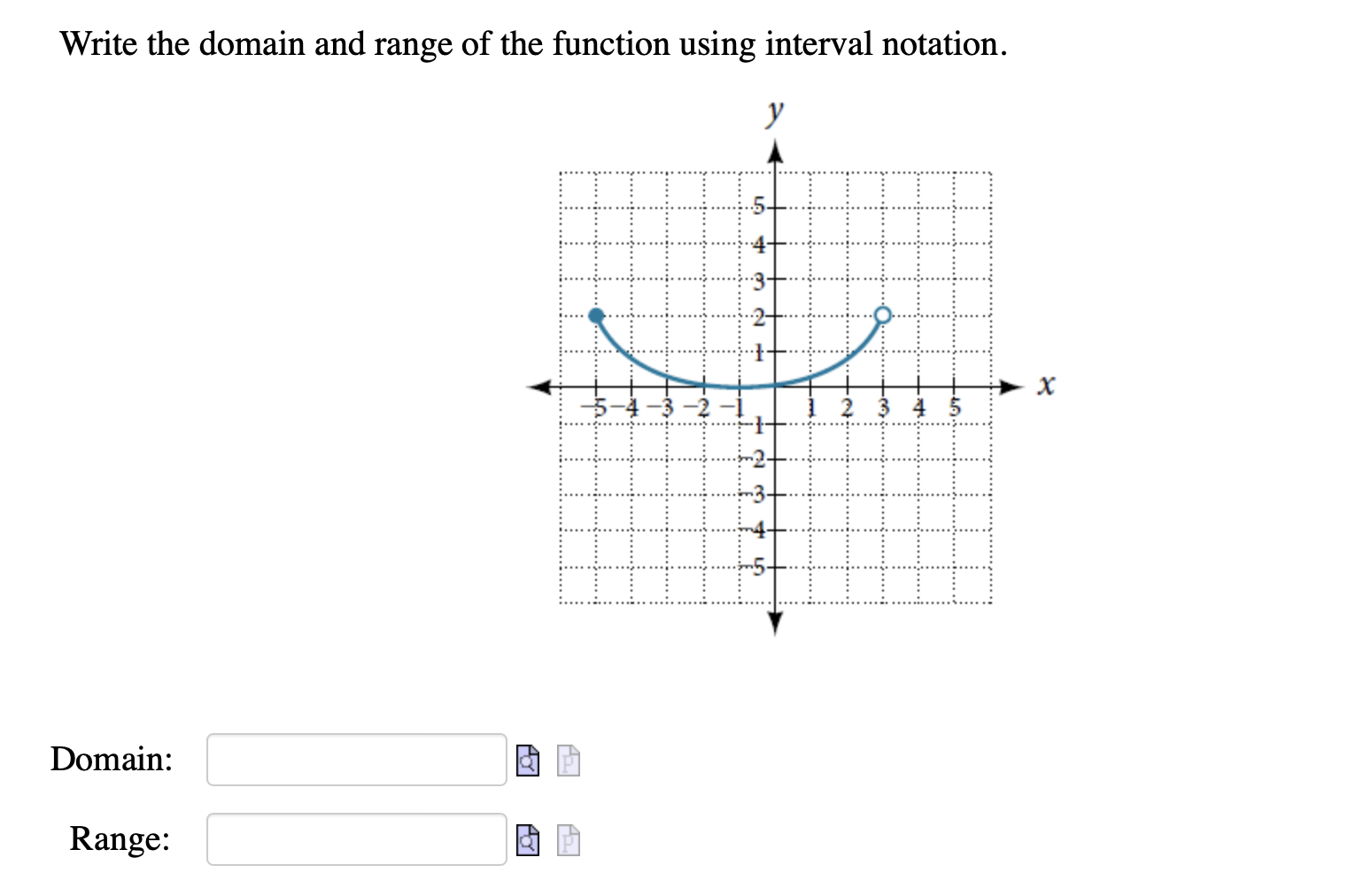 Solved Write The Domain And Range Of The Function Using