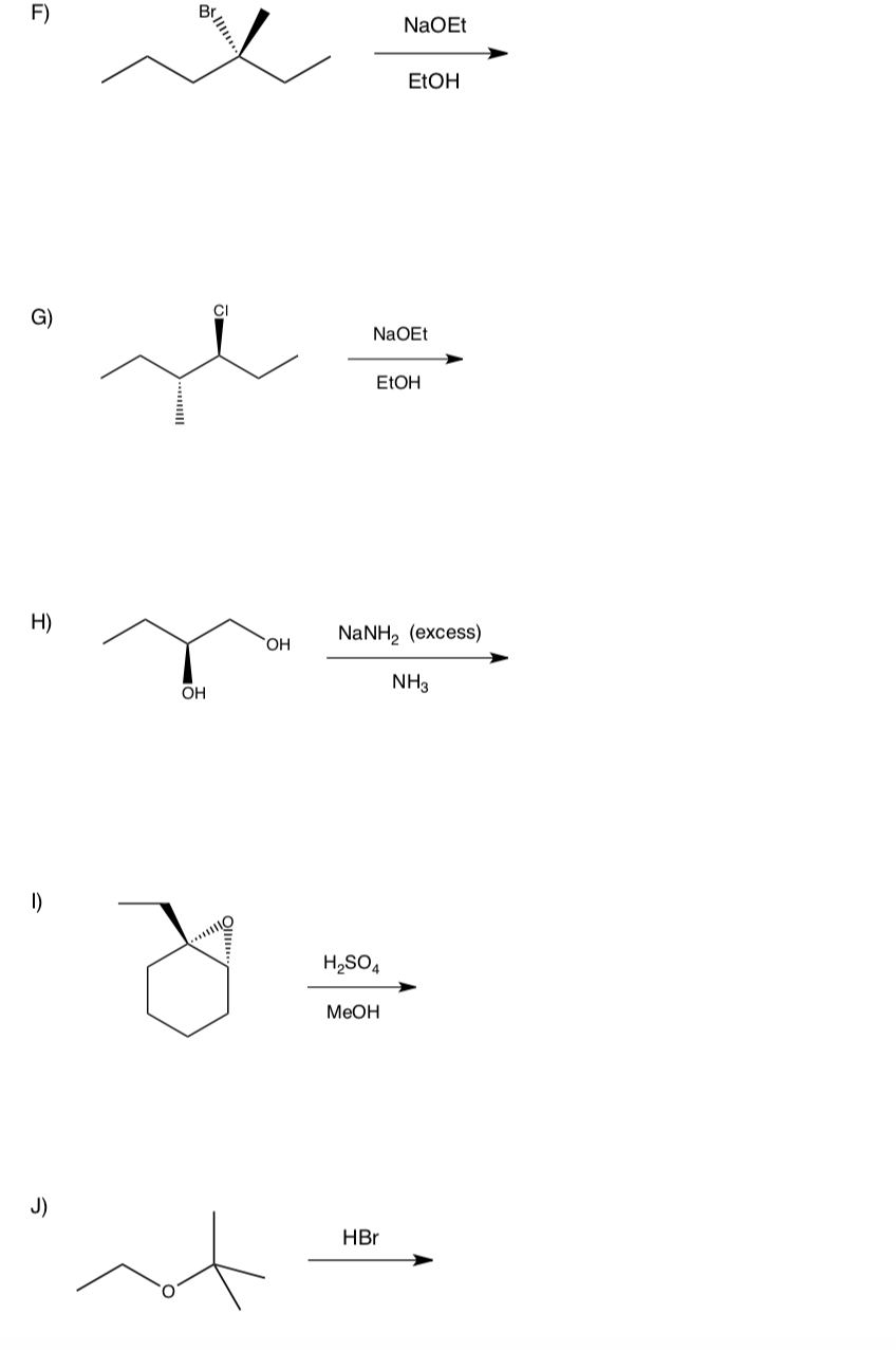 Solved NaOET EtOH G) NaOEt EtOH H) "Y он | NaNH (excess) NH3 | Chegg.com