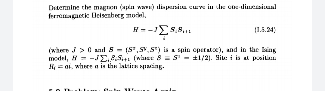 Solved Determine the magnon (spin wave) dispersion curve in | Chegg.com